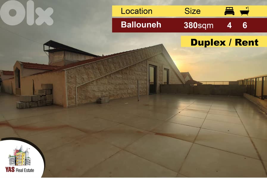 Ballouneh 380m2 | 100m2 Terrace | New Duplex | Rent | View | IV ELS ...