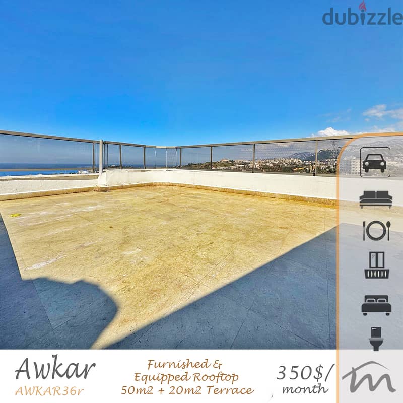 Awkar | Furnished/Equipped 1 Bedroom Rooftop + Terrace | Balcony ...