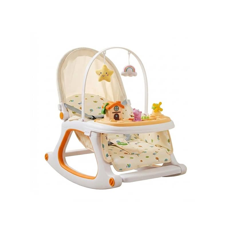 3-in-1 Baby Rocker & Feeding Chair With Wheels-كرسي هزاز وطعام للأطفال ...