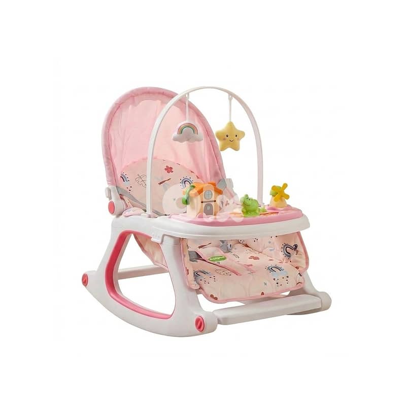 3-in-1 Baby Rocker & Feeding Chair With Wheels-كرسي هزاز وطعام للأطفال ...