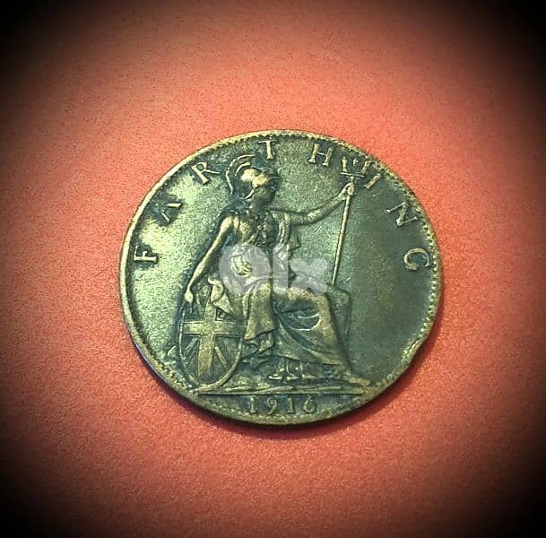 1916 England Farthing KGV quarter Penny bronze coin - Antiques ...